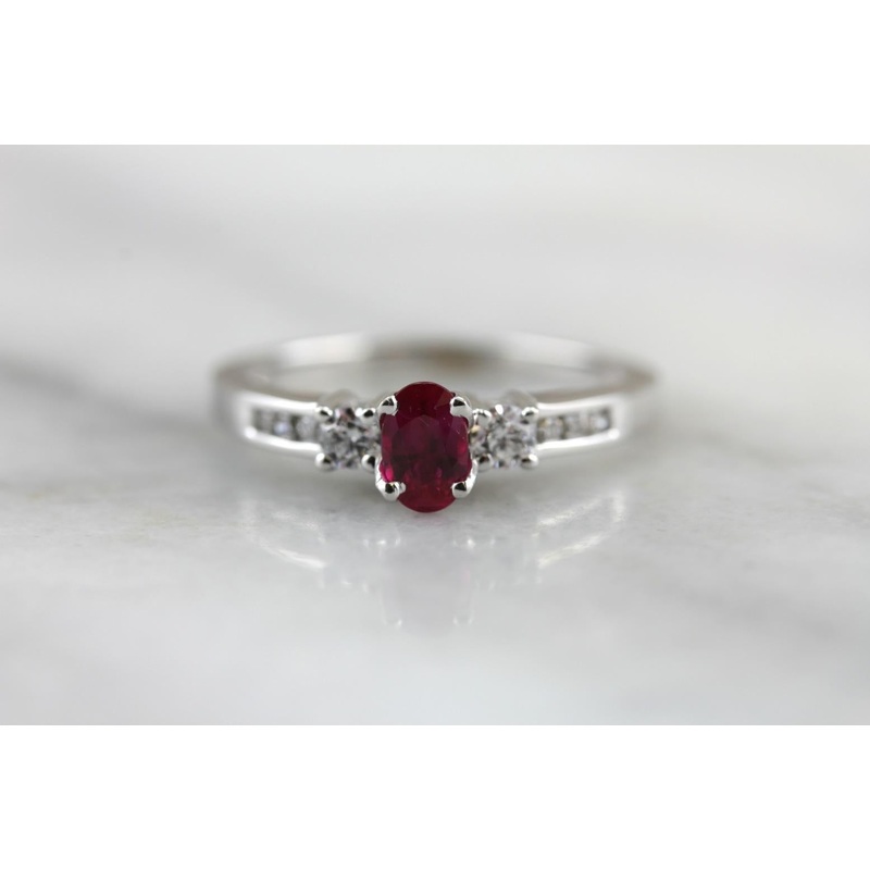 Modern Ruby Red and Diamond Engagement Ring - The Departure Lounge
